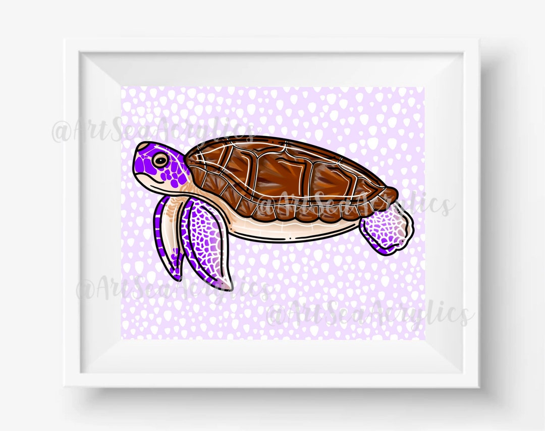 Purple Sea Turtle Art Print, 5”x7”, 8”x10” - Etsy