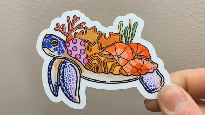 Connected Reefs Sticker Coral Reef Sticker With Sea Turtle | Etsy