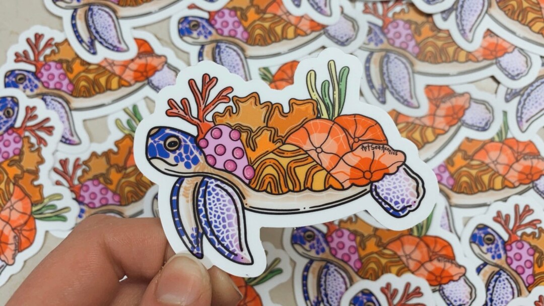 Connected Reefs Sticker - Coral Reef Sticker With Sea Turtle - Etsy