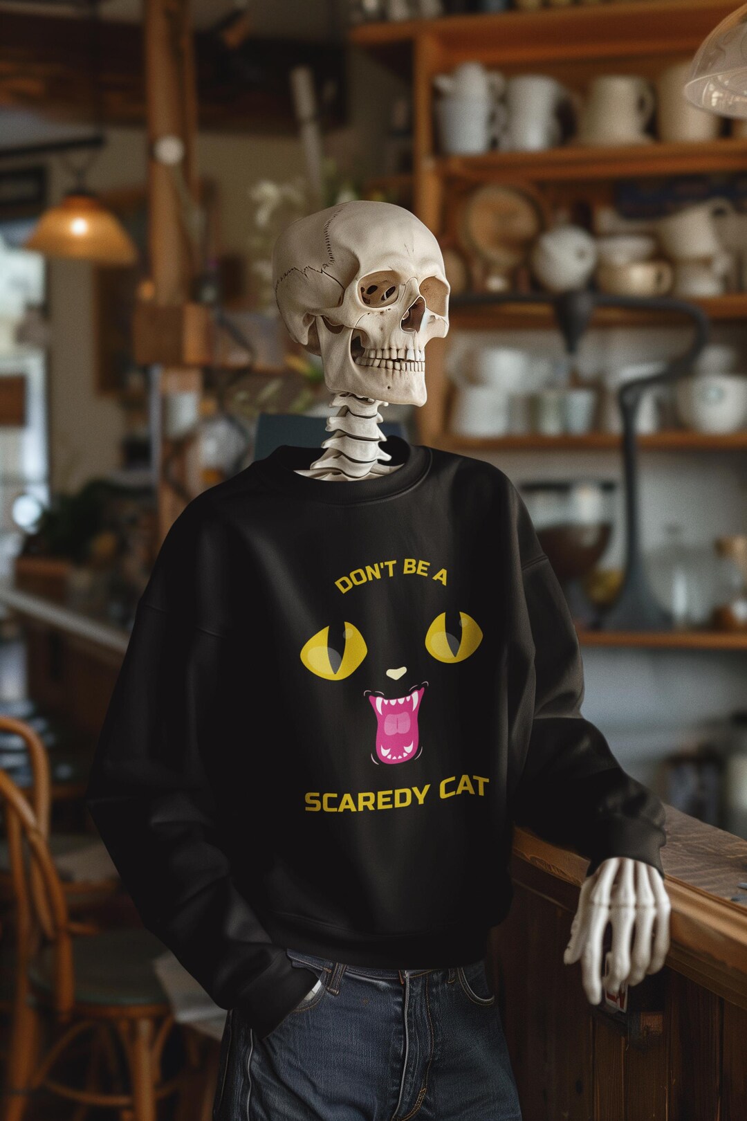 Don't Be a Scaredy Cat Halloween Sweatshirt Cozy Fall Fashion Spooky ...