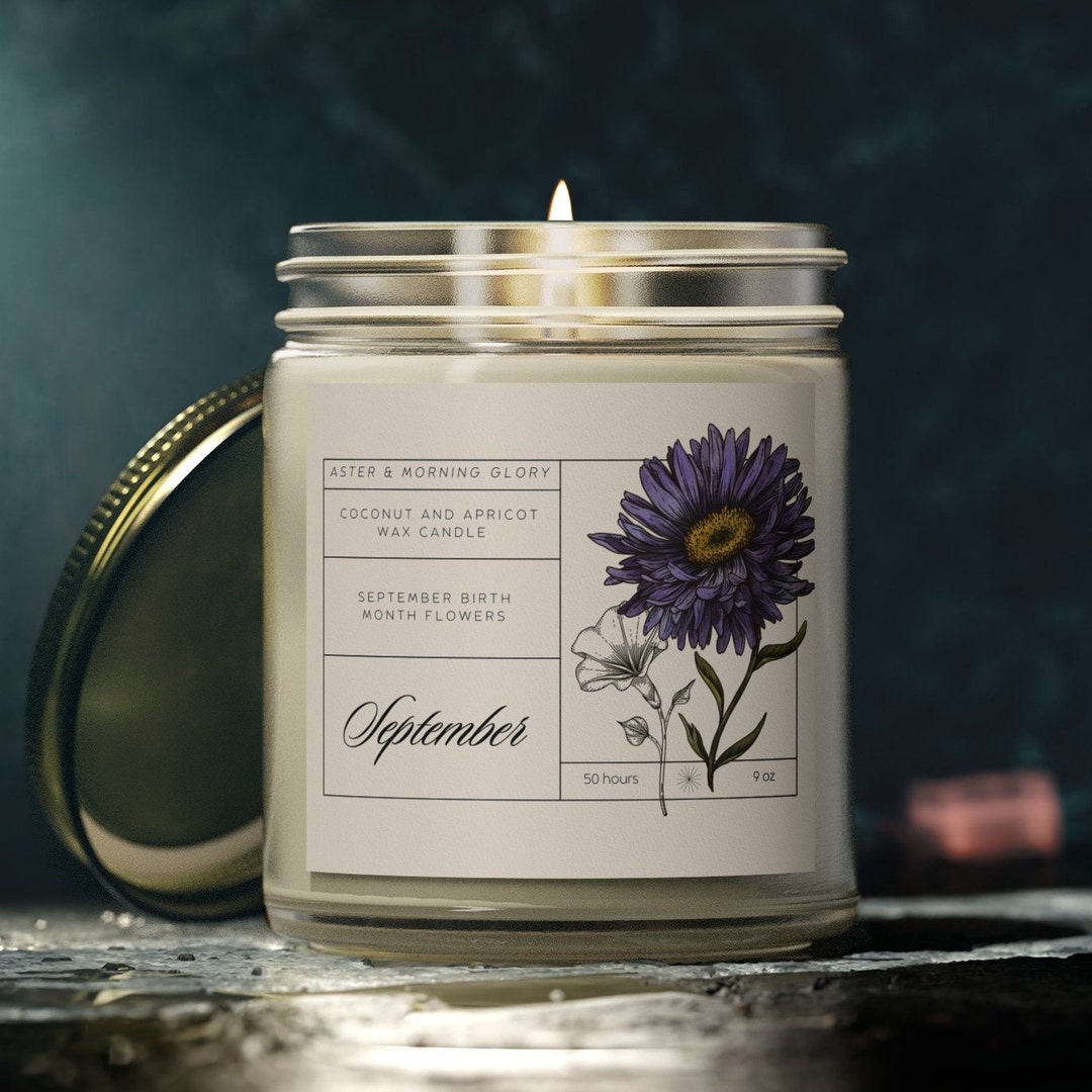 September Birth Month Flowers Candle Aster and Morning Glory Coconut ...