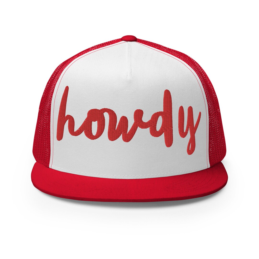 Howdy 3D Embroidered Trucker Cap Red and White Country Style Hat ...