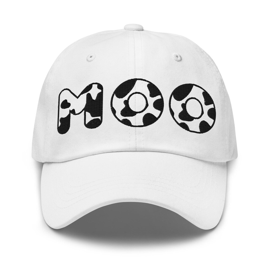 Moo Cow Font Hat – Funny Animal Print Cap – Trendy Farmcore Aesthetic ...