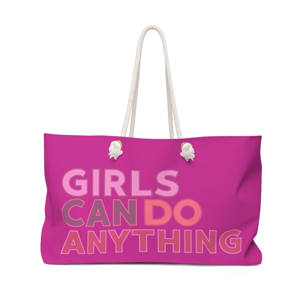 Girls Can Do Anything Hot Pink Tote Bag Women's Beach | Etsy
