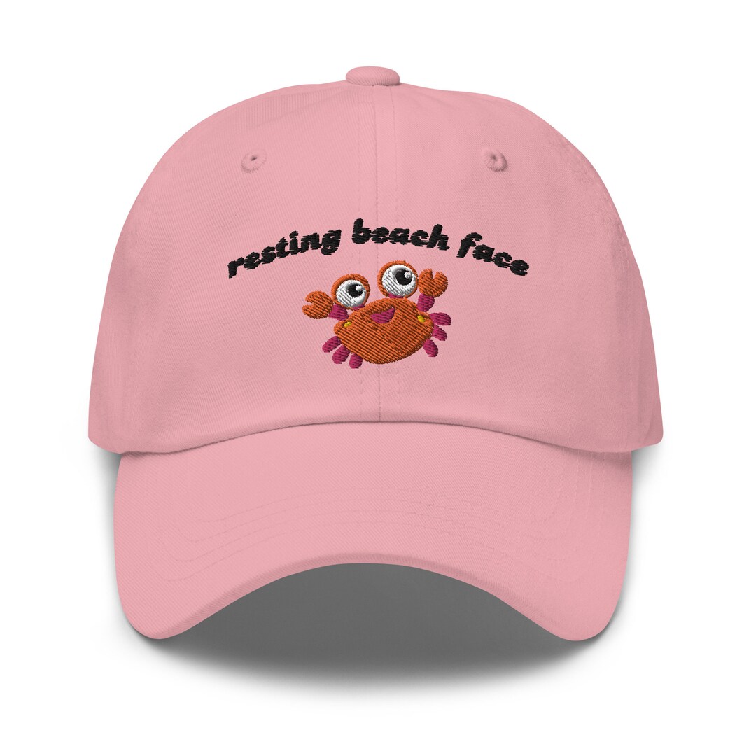 Resting Beach Face Baseball Hat W/ Embroidered Grab Design Pink, Blue ...