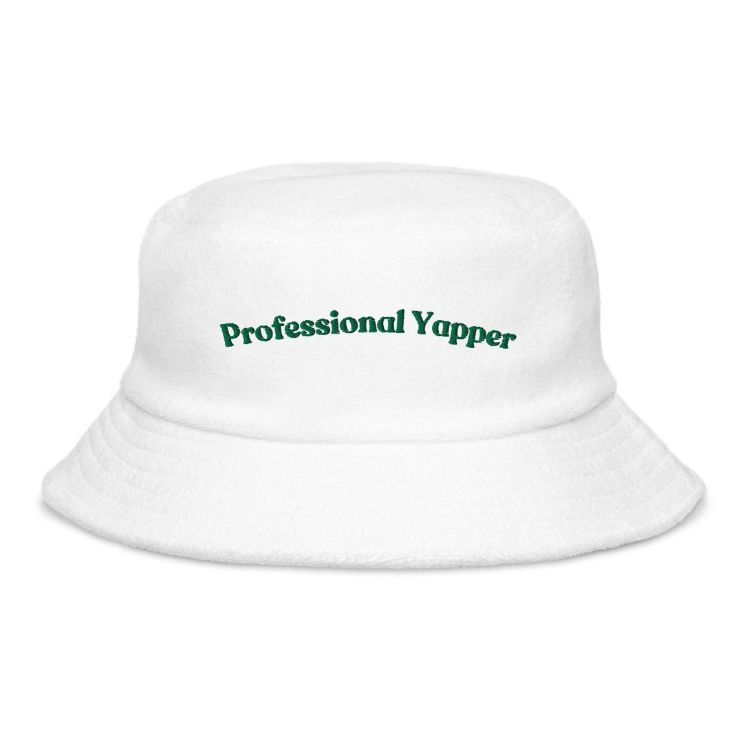 Professional Yapper White Terry Cloth Bucket Hat, Trendy Towel Funny ...