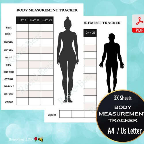 Printable Body Measurement Tracker Weight Tracker Weight - Etsy