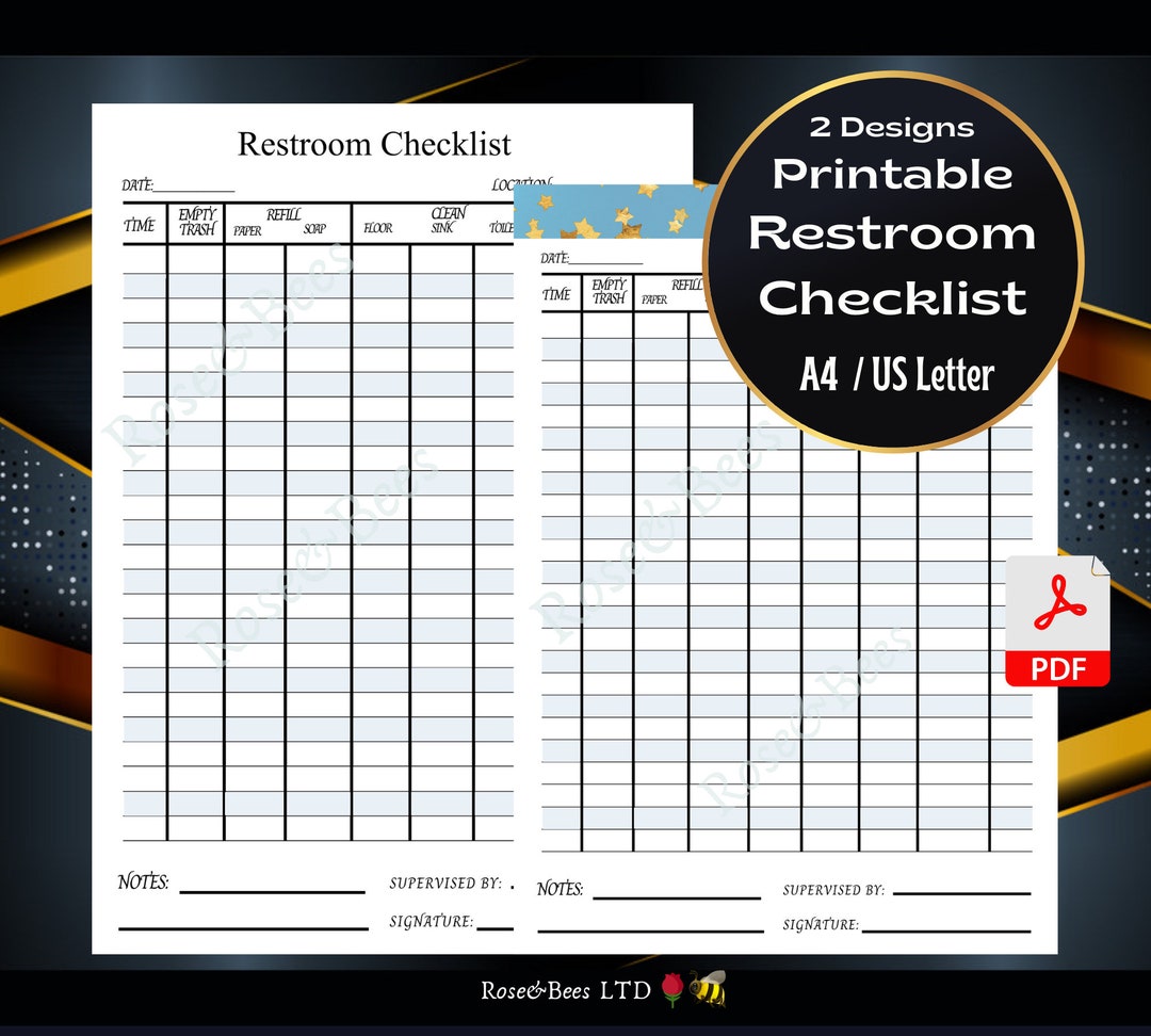 Restroom Cleaning Log | Bathroom Cleaning Checklist| Check List for ...