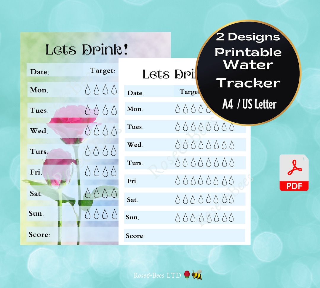 Weekly Water Intake Tracker Printable Water Tracker Hydration Tracker ...