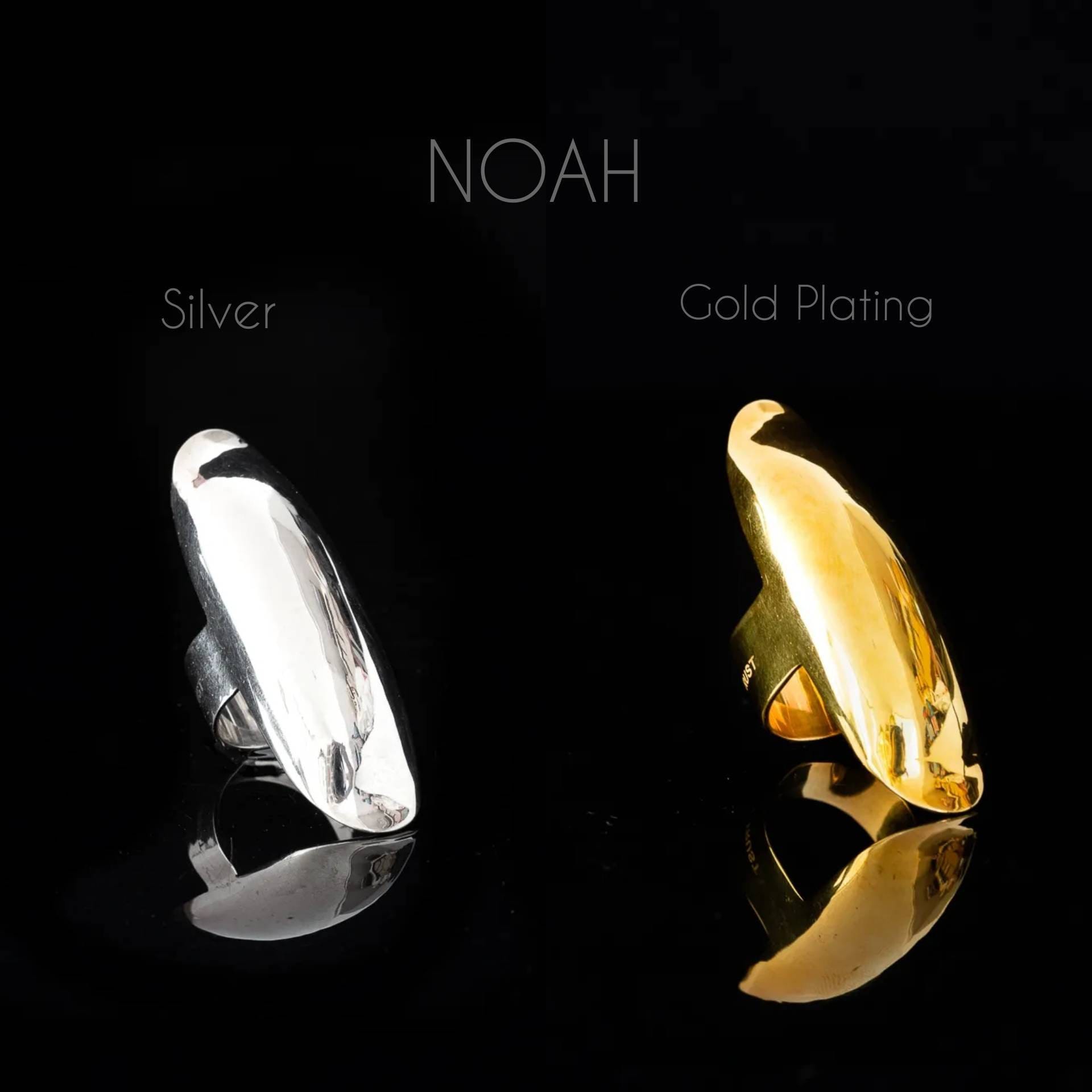 NOAH Ring Sterling Silver Ring 925 Solid Long Statement Full Finger ...