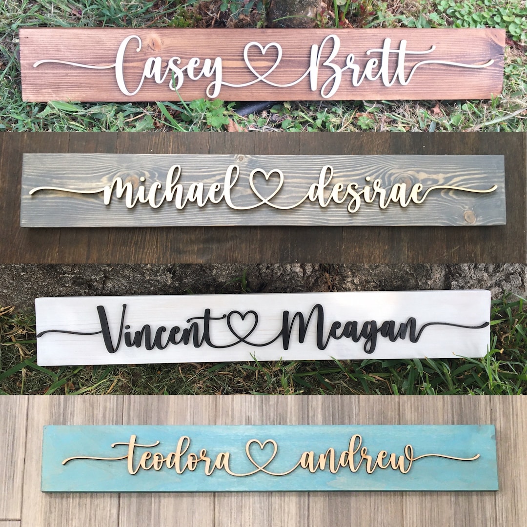 Custom Couple Name Sign - Personalized Wedding Gift -wooden Name Sign ...