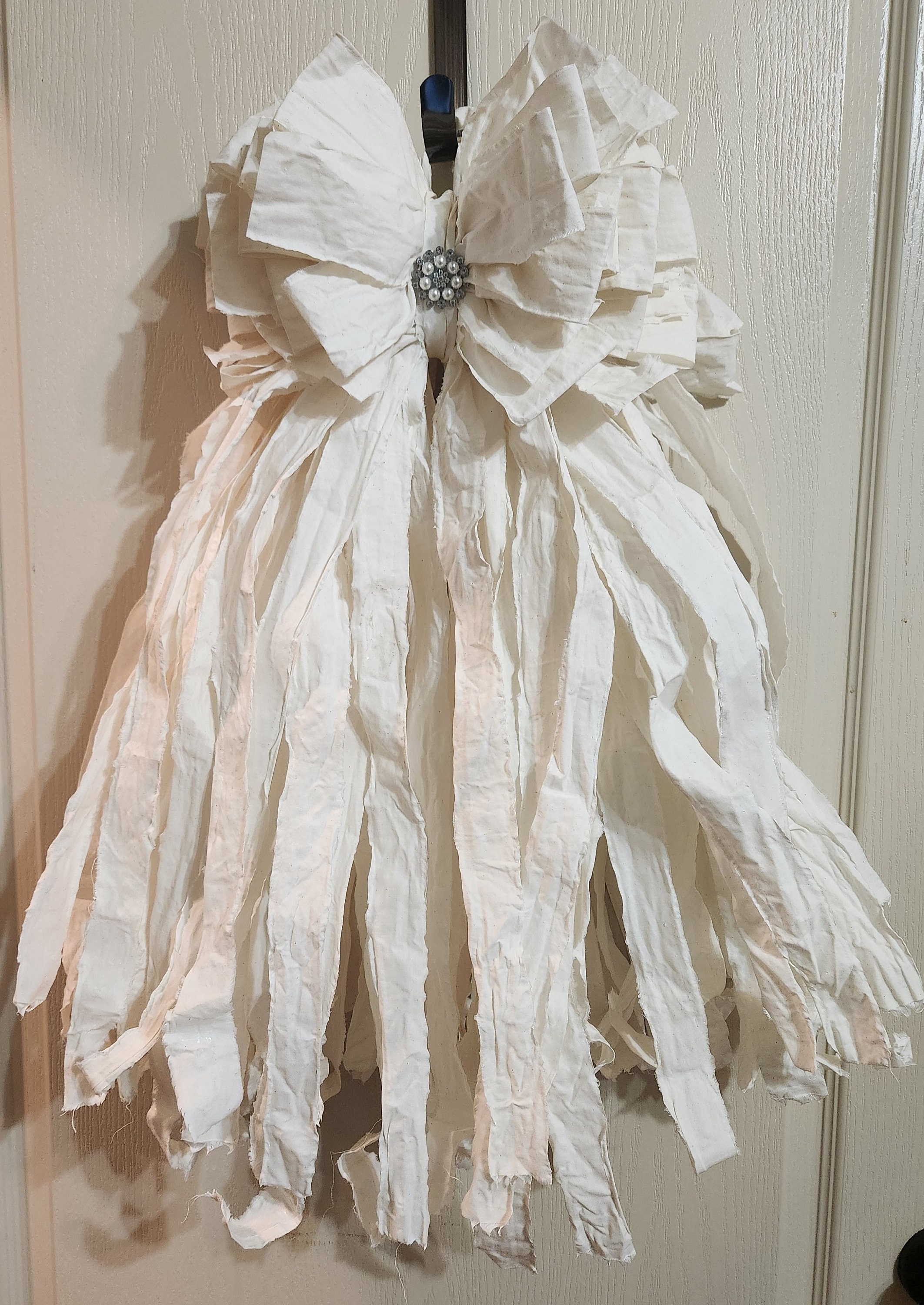Large Victorian Rag Bow, Shabby Chic Bow, Farmhouse Bow, Wedding Accent ...
