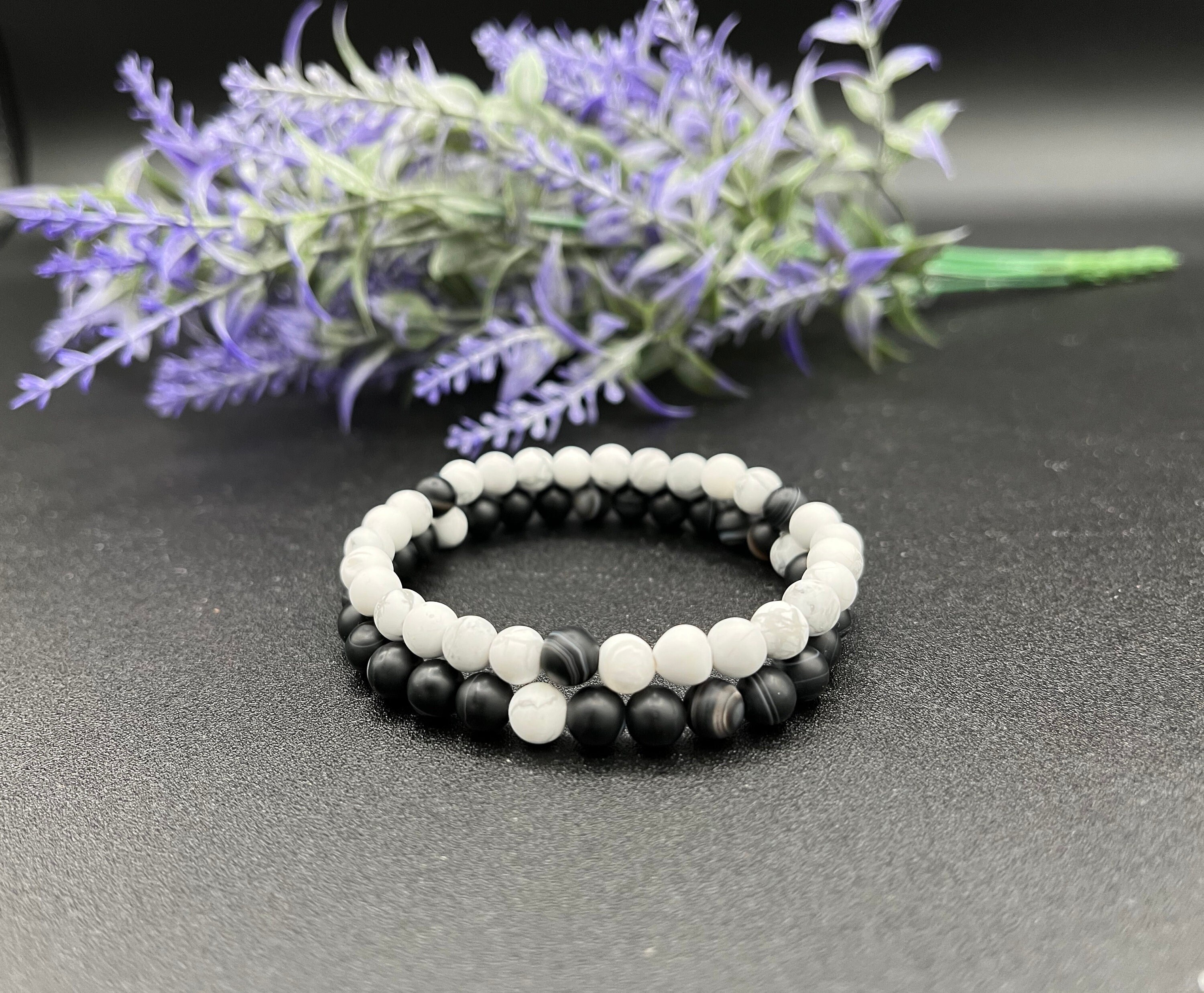 Long Distance Bracelets, Couples Matching Bracelets, Black and White ...