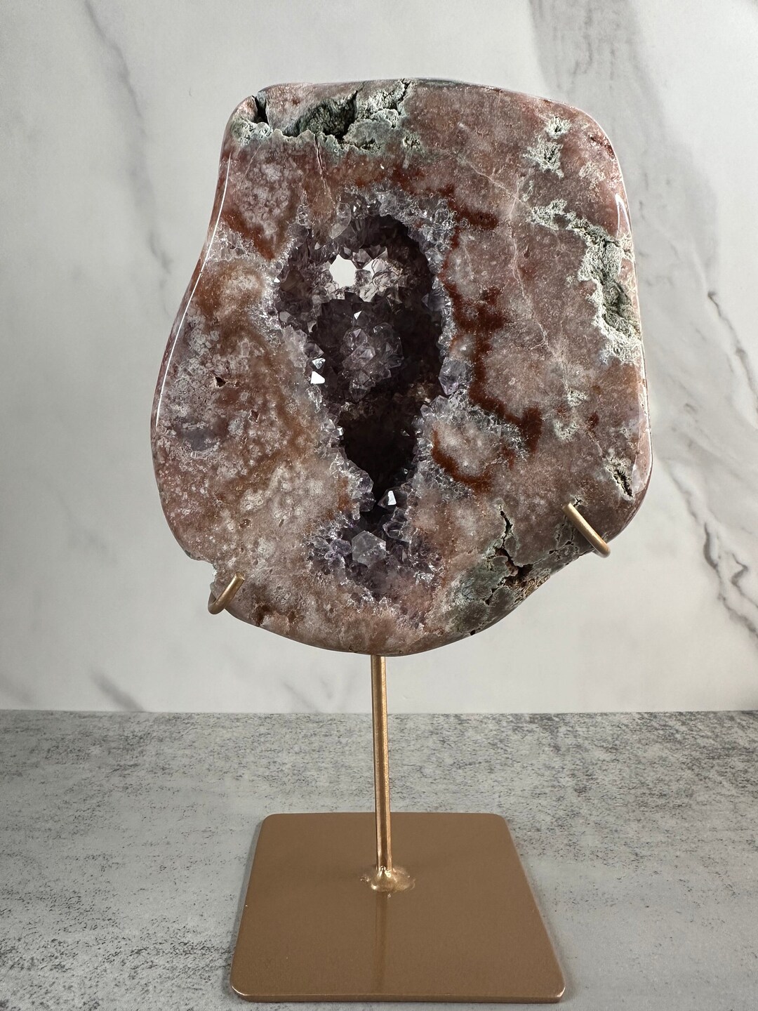 Pink Amethyst Geode Slab on Custom Stand With Portal Statement Piece ...
