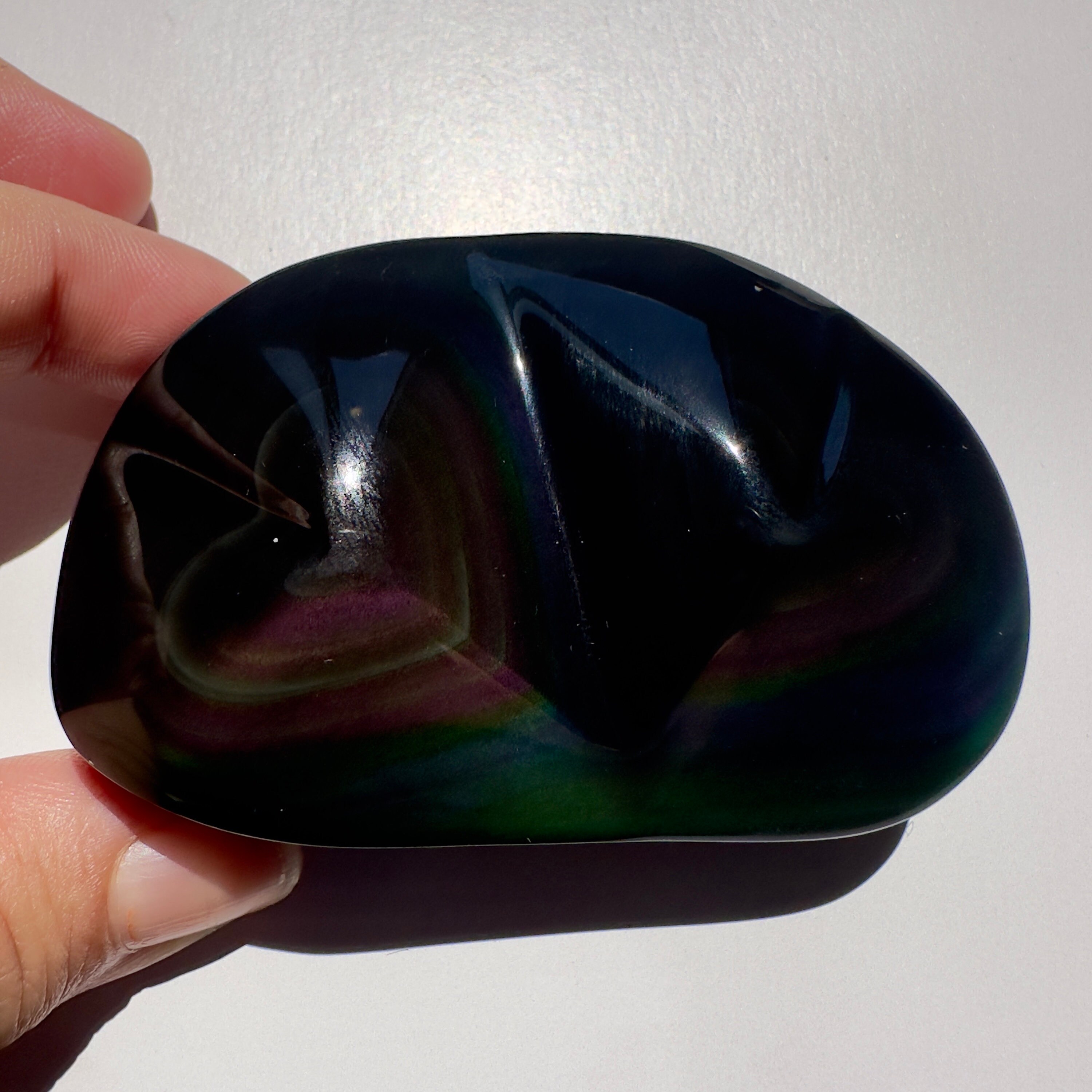 Rainbow Obsidian Heart Duo Super Dark & Flashy Purple Multi-color From ...