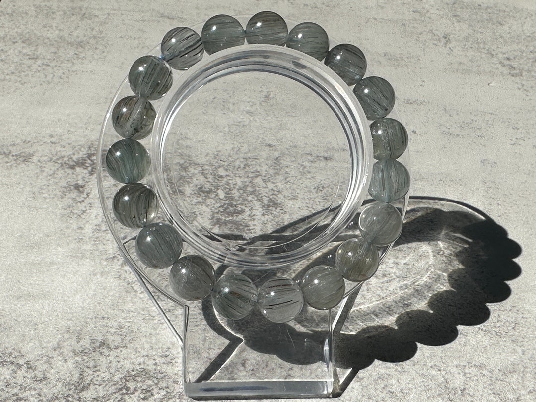 Stunning Blue/grey Rutilated Quartz Bracelet High-quality Genuine ...