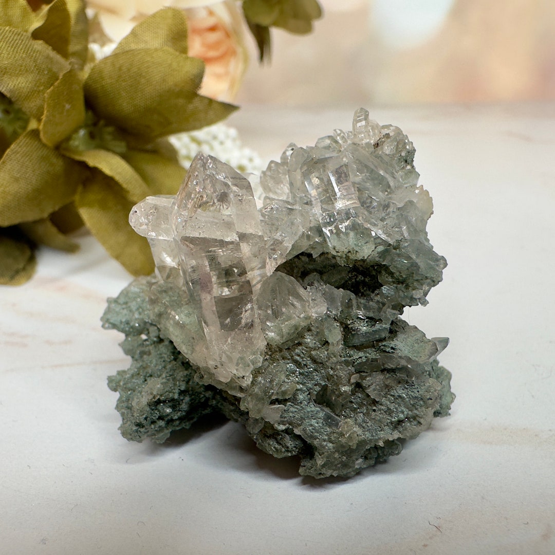 Chlorite Himalayan Quartz Specimen Cluster With Rutile Inclusions From ...
