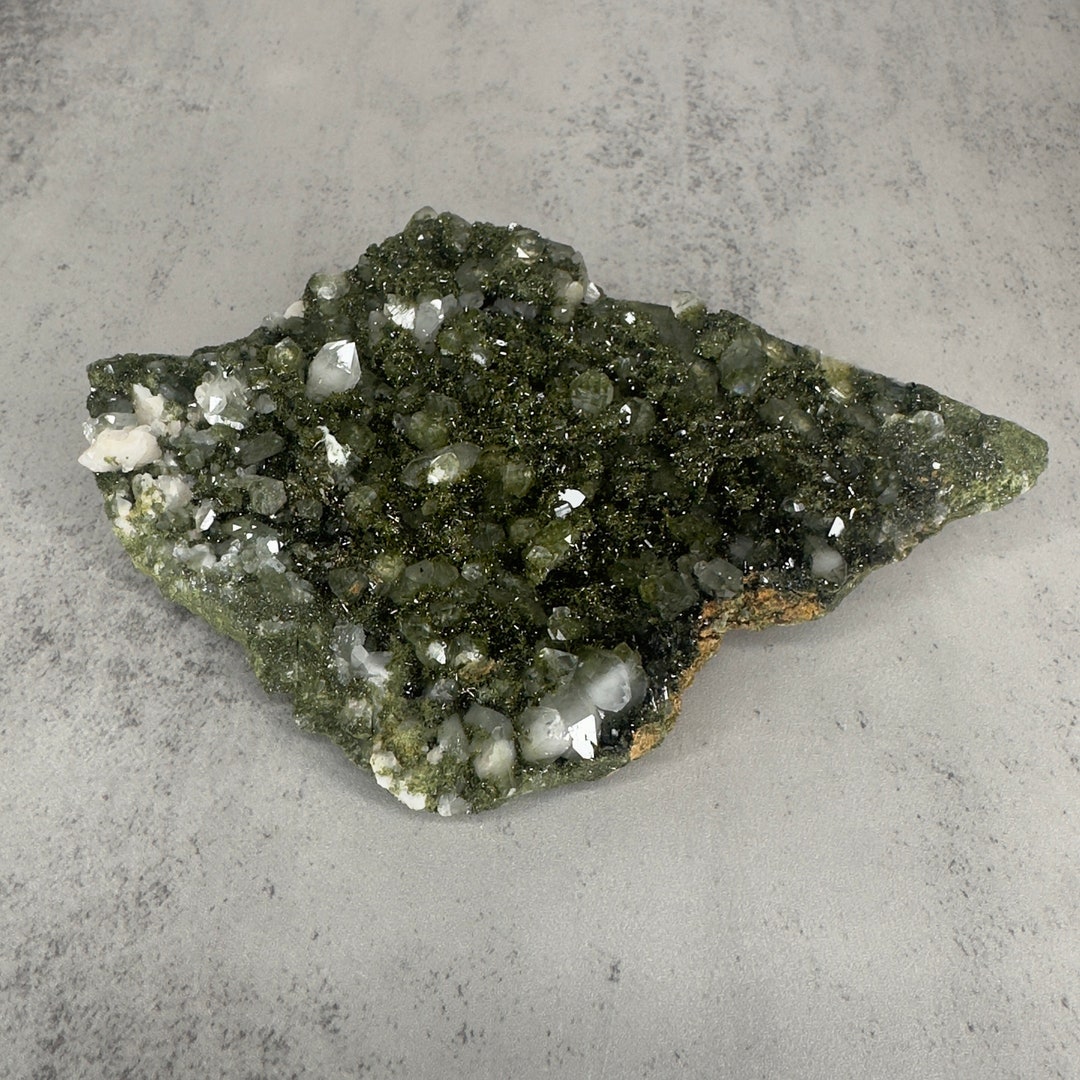 Forest Epidote on Quartz Genuine Dark Green Crystal Cluster Specimen ...