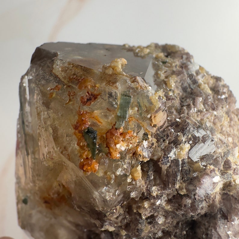 Raw Smoky Quartz With Tourmaline, Mica and Lepidolite Self Standing ...