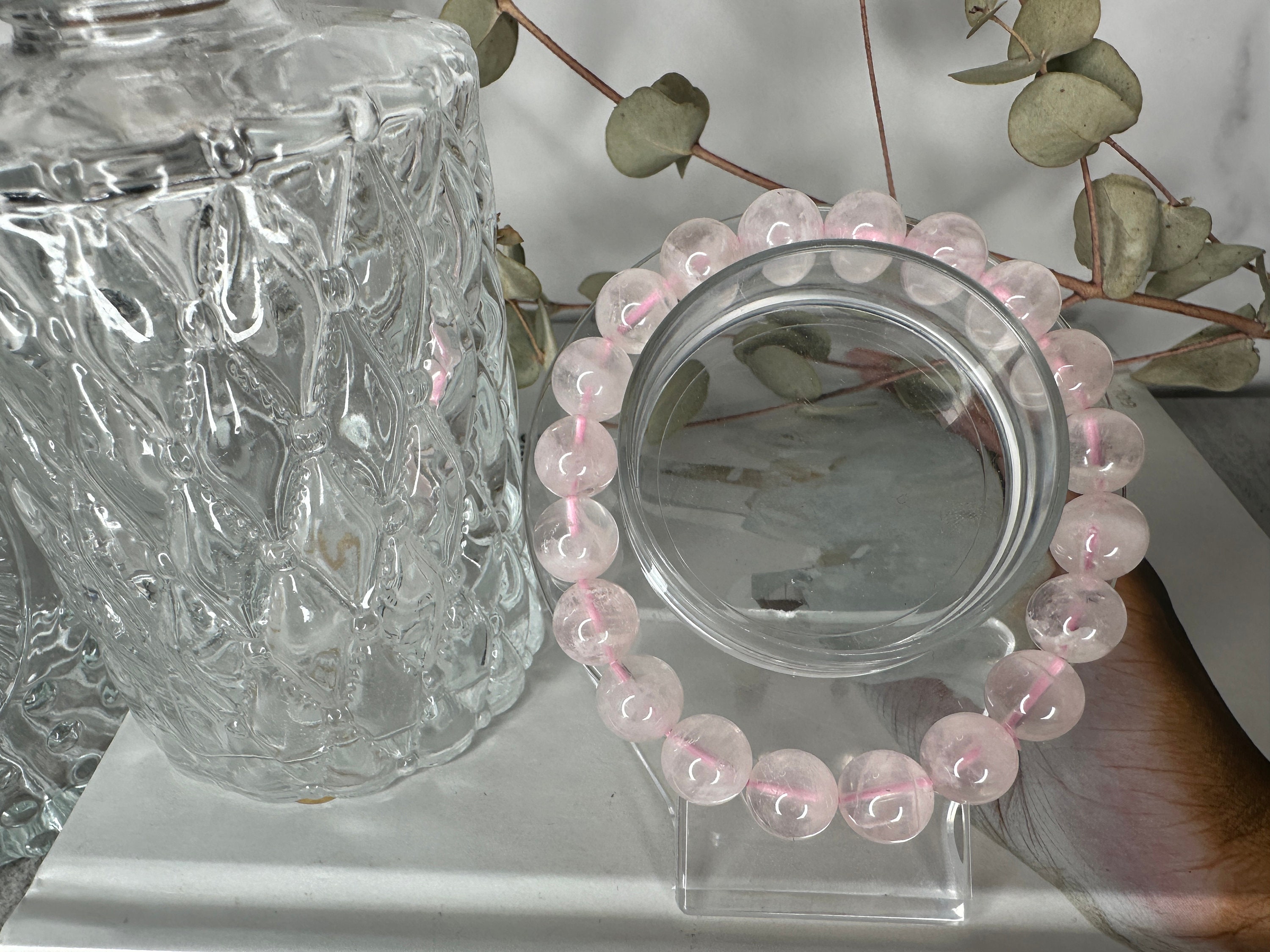 Beautiful Rose Quartz Garden Inclusion Bracelet Genuine High-quality ...
