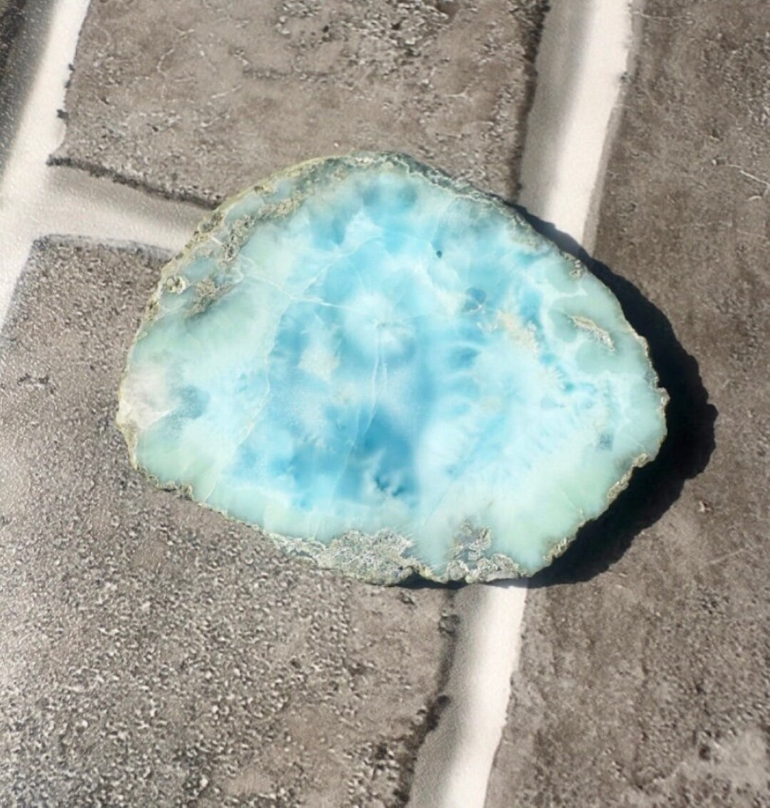 Amazing Larimar Slab High-quality Blue Crystal Slice From the Dominican ...