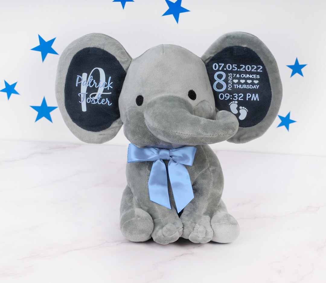 Personalized Plush Elephant, Newborn Gift, Birth Announcement - Etsy