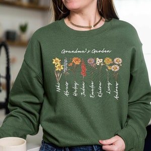 Grandma's Garden Sweatshirt, Custom Birthflower Sweatshirt, Gift for ...