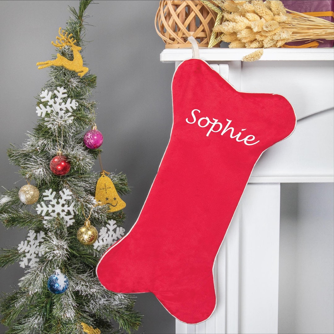 Personalized Velvet Dog Bone Christmas Stocking: Holiday Decor - Etsy