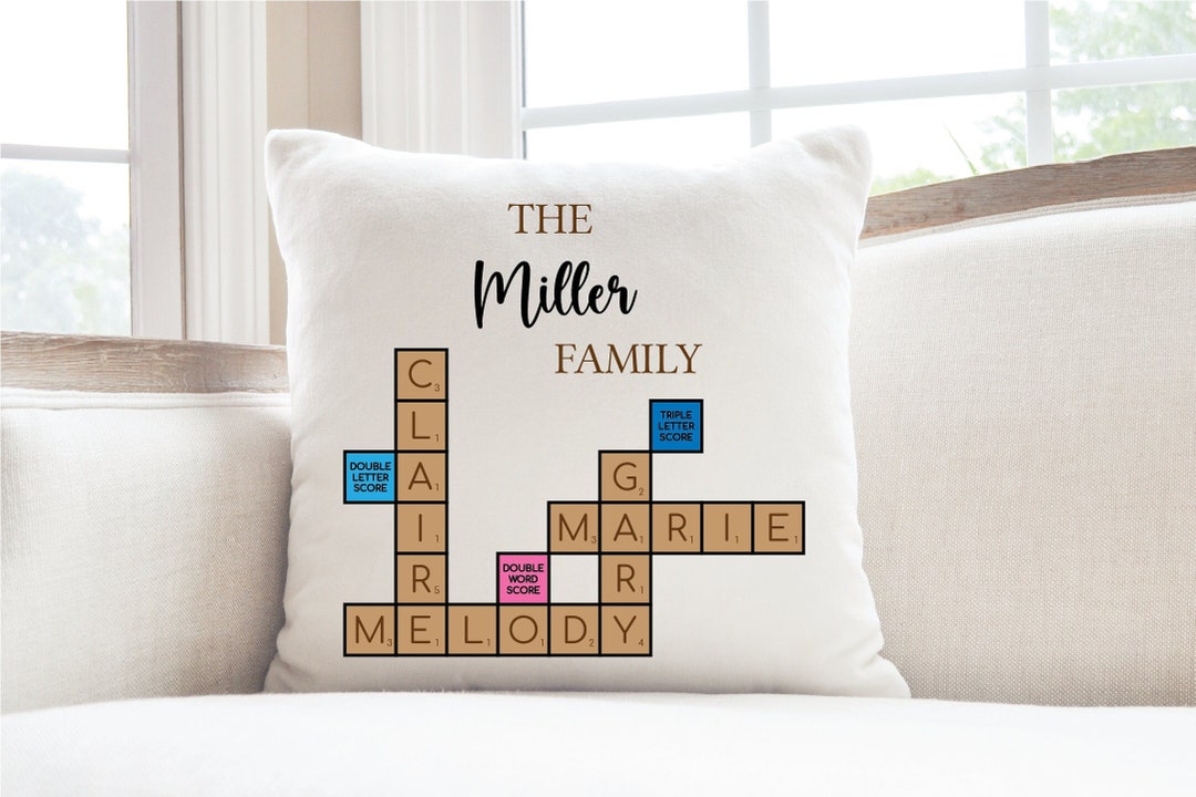 Scrabble Family Name Pillow, Scrabble Tile Names, Gift for Mom ...