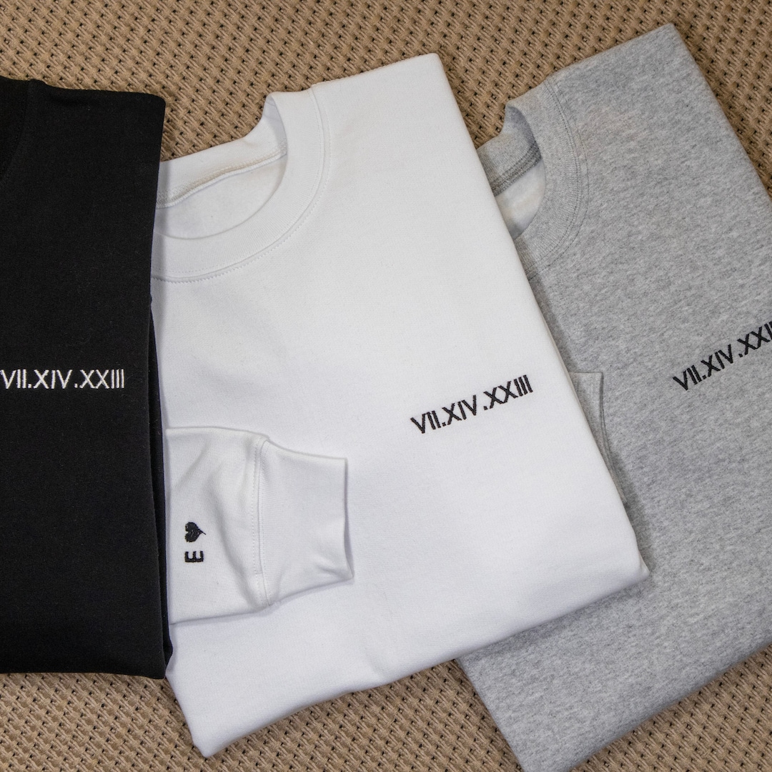 Personalized Embroidered Roman Numeral Hoodie | Custom Date and Initial ...
