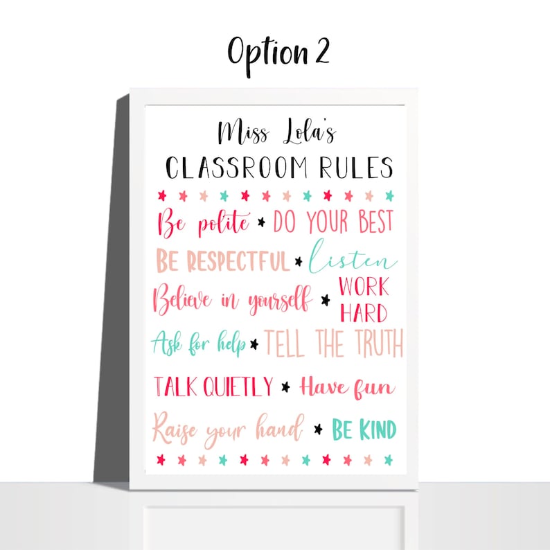 Teacher Gift Positive Classroom Rules Expectations Print Poster ...