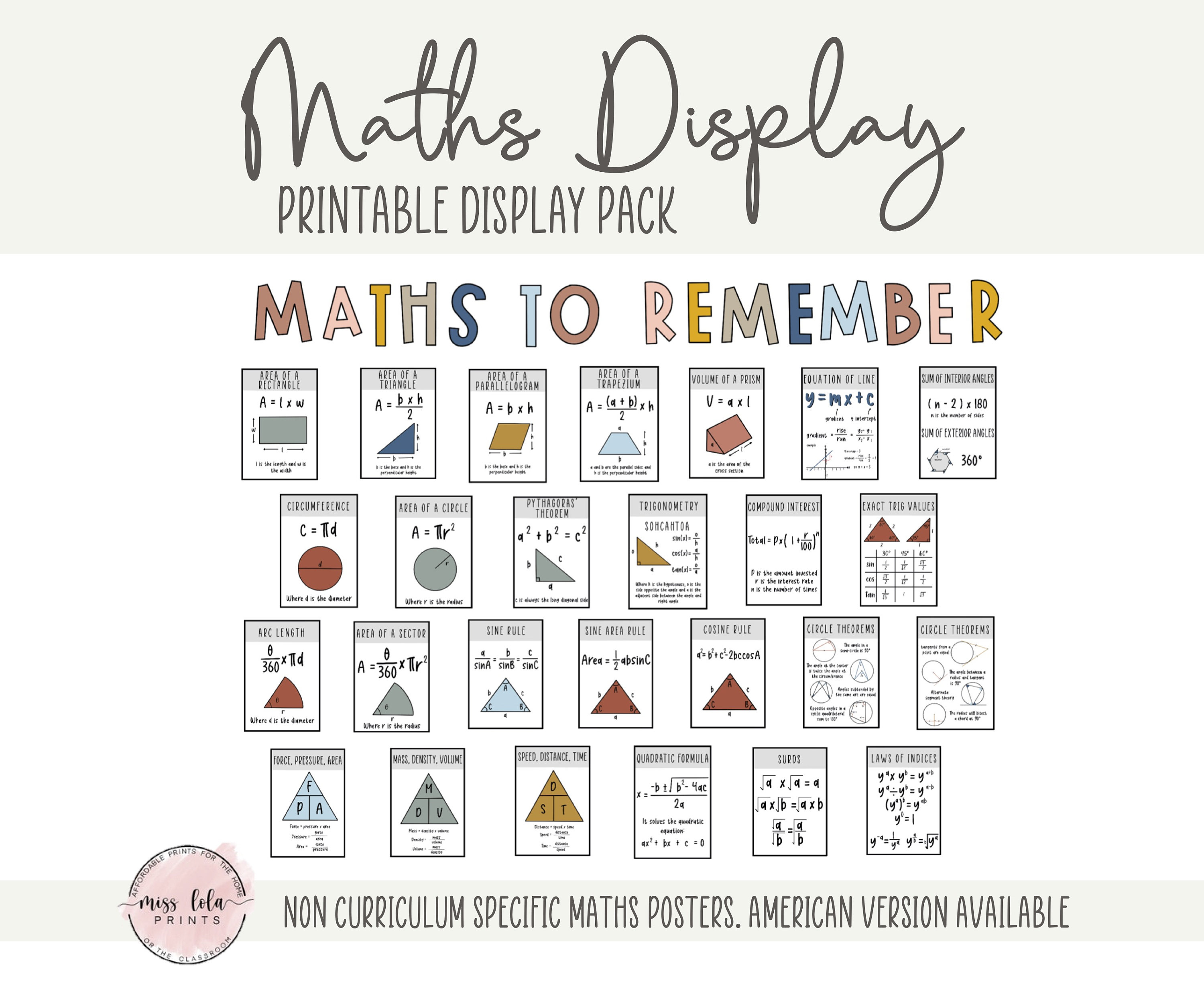 Maths Classroom Display Pack Non Curriculum Specific Maths - Etsy