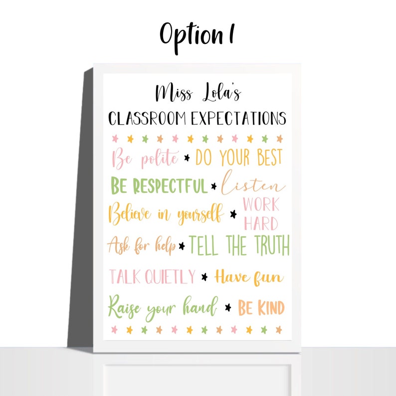 Teacher Gift Positive Classroom Rules Expectations Print Poster ...
