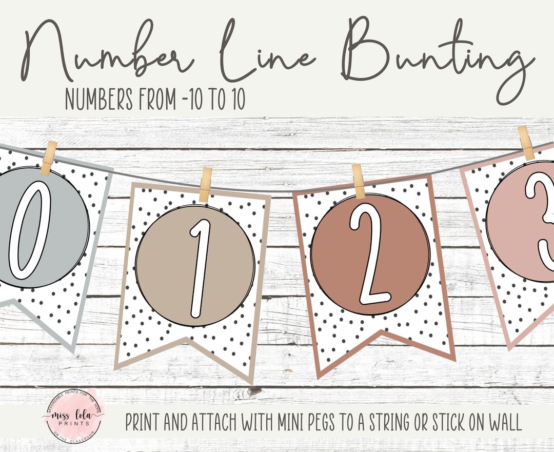 Maths Number Line Display Pack Bunting Numberline Boho Primary ...