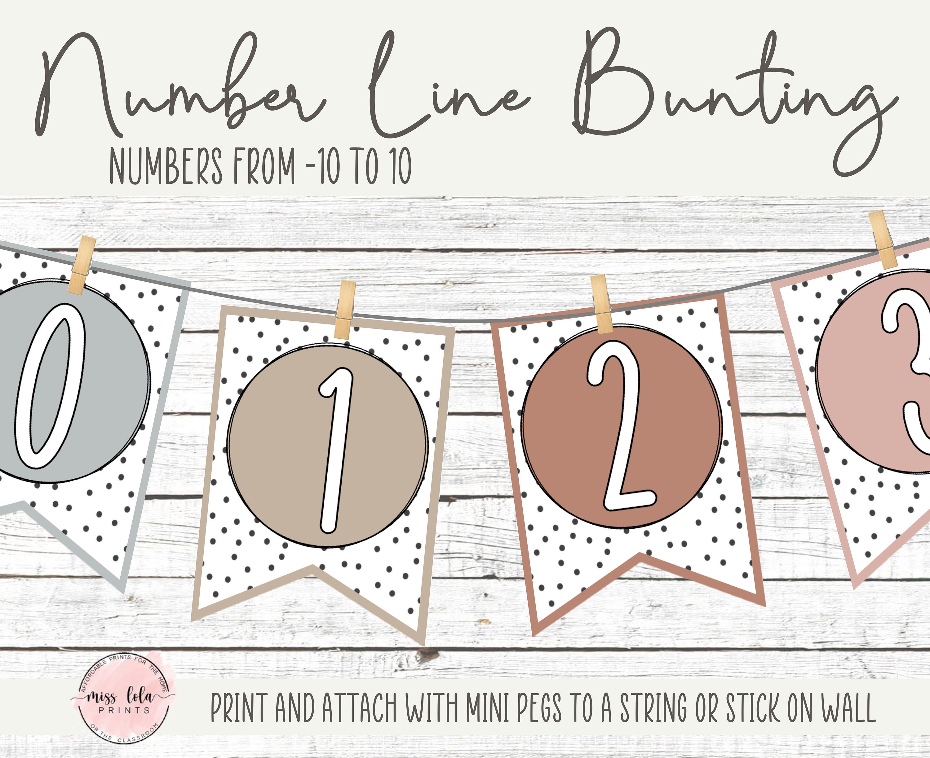 Maths Number Line Display Pack - Bunting Numberline Boho Primary ...