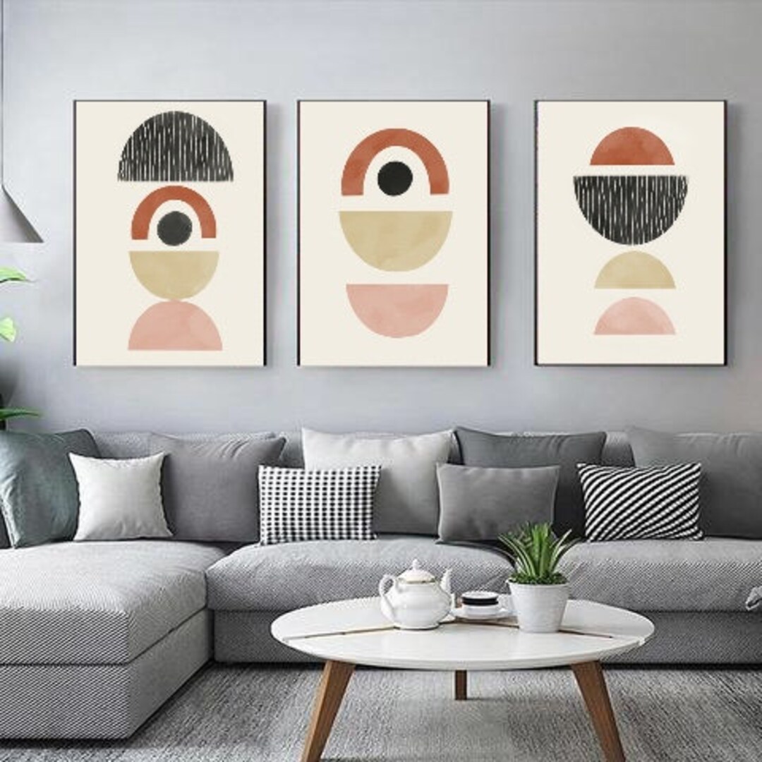 Abstract Shape Gallery Wall Art - Boho Muted Neutral Earthy Tones - 3 ...