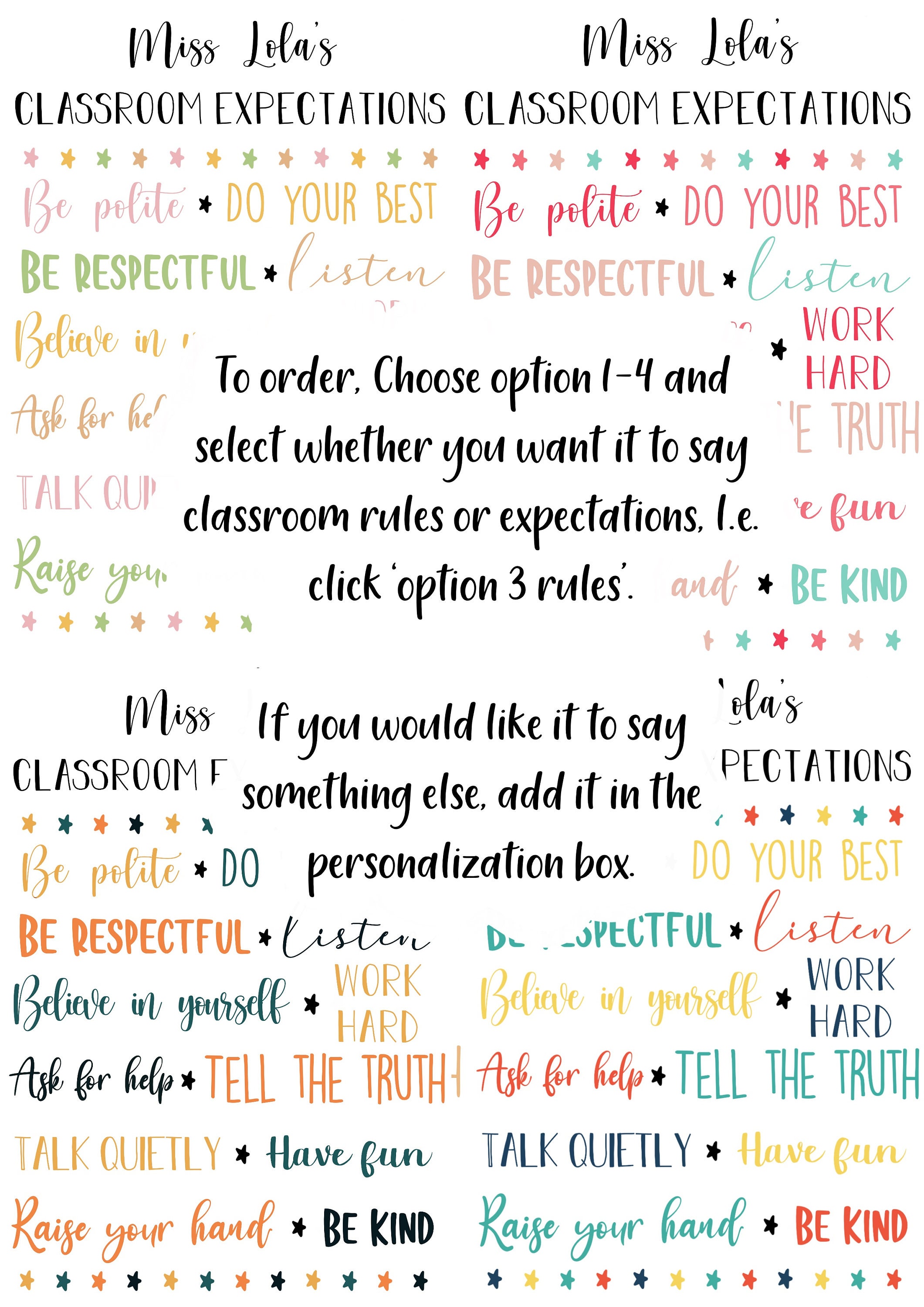 Teacher Gift Positive Classroom Rules Expectations Print Poster ...