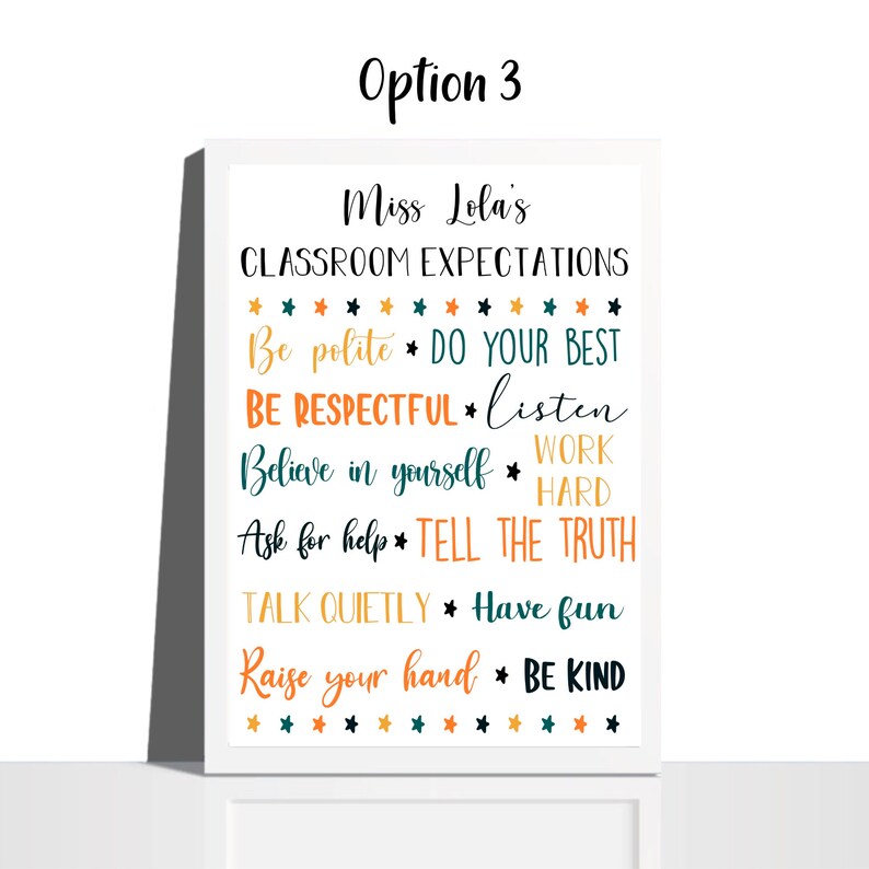 Teacher Gift Positive Classroom Rules Expectations Print | Etsy