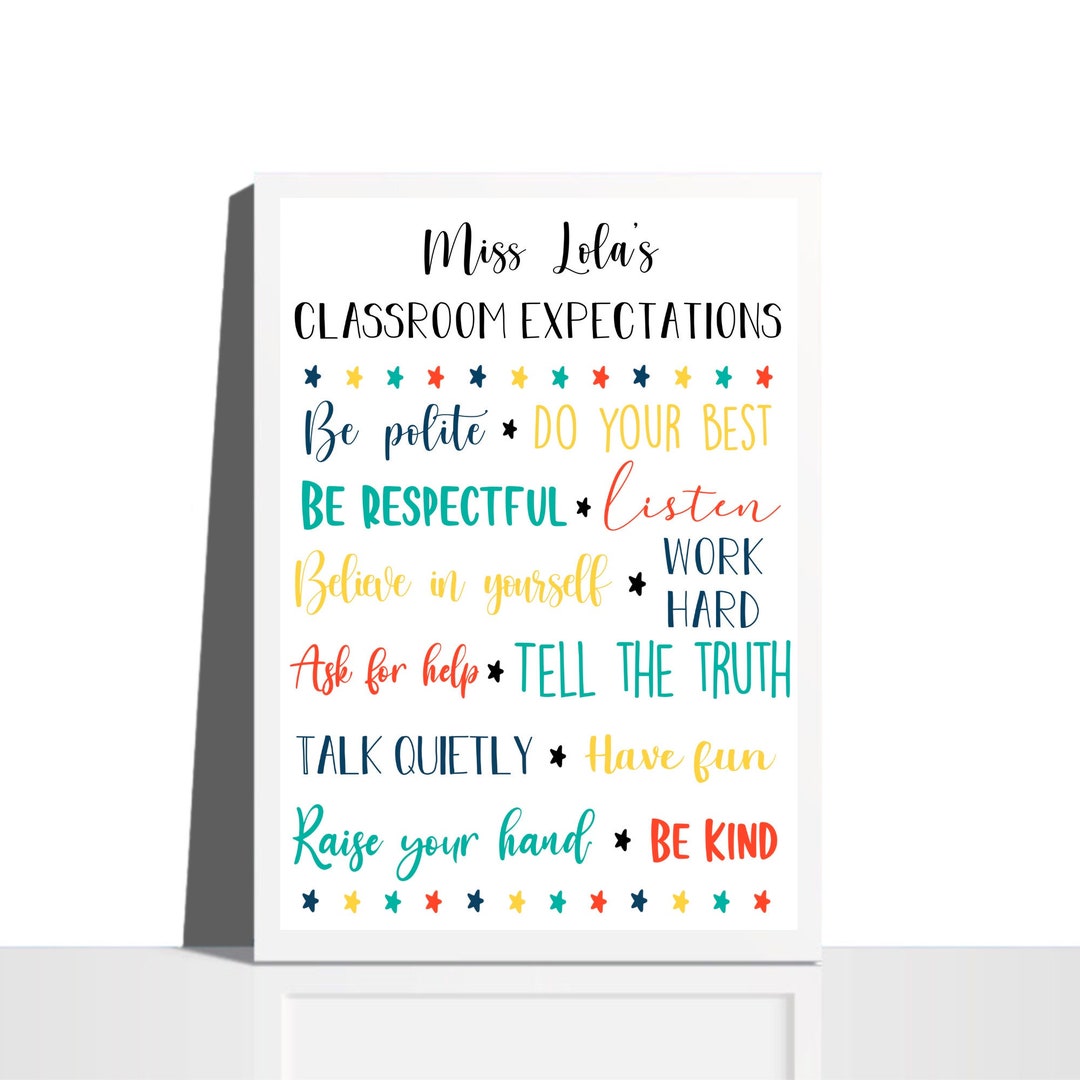 Teacher Gift Positive Classroom Rules Expectations Print Poster ...