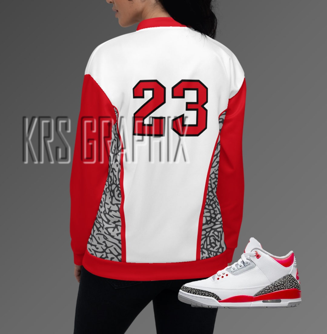 Bomber Jacket to Match Jordan 3 Fire Red - Fire Red 3 Retro Bomber Jacket - Fire Red 3 Retro ...