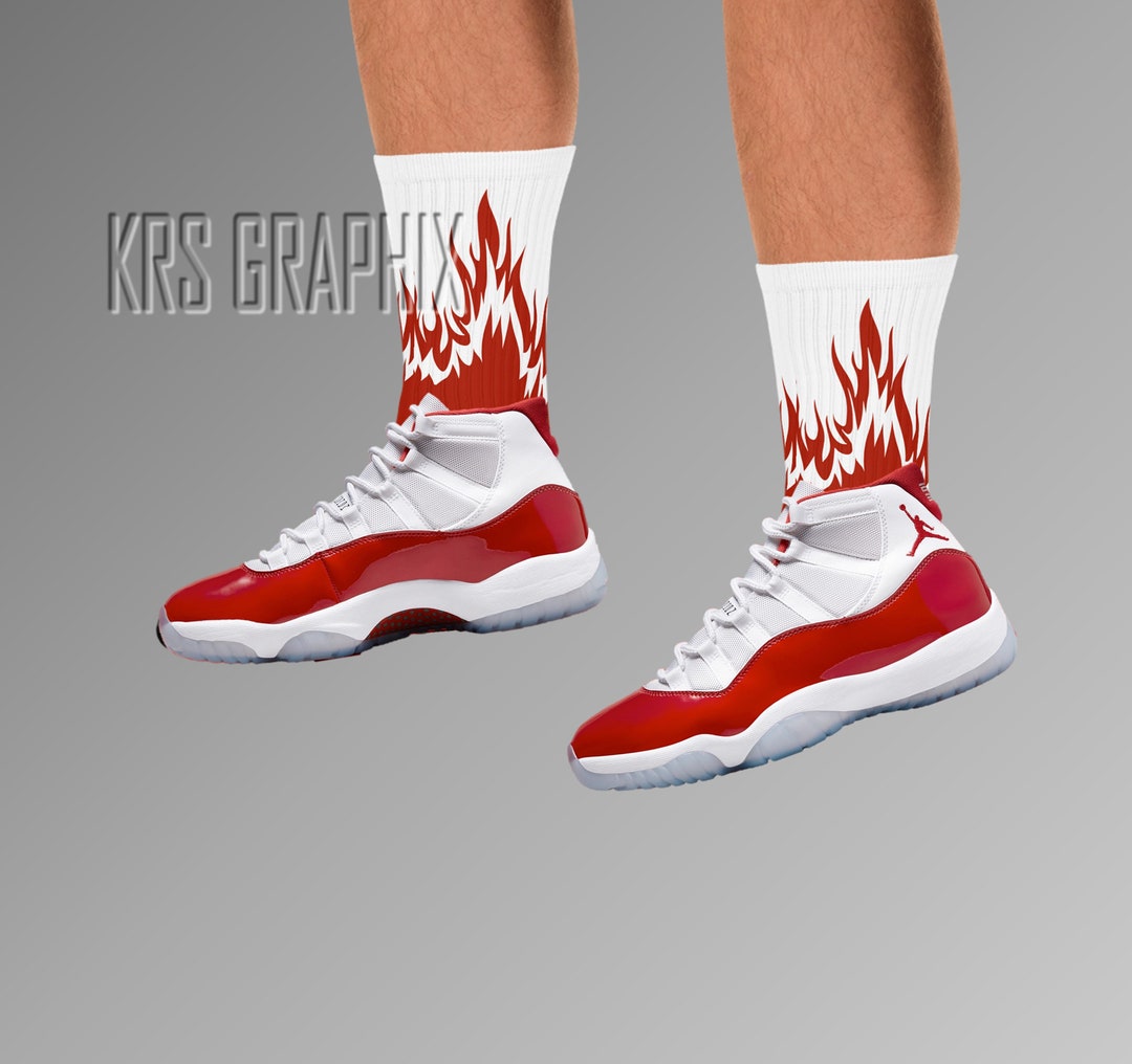 Cherry Socks | Cherry 11 Socks | Cherry 11s Socks | Jordan 11 Socks - Etsy