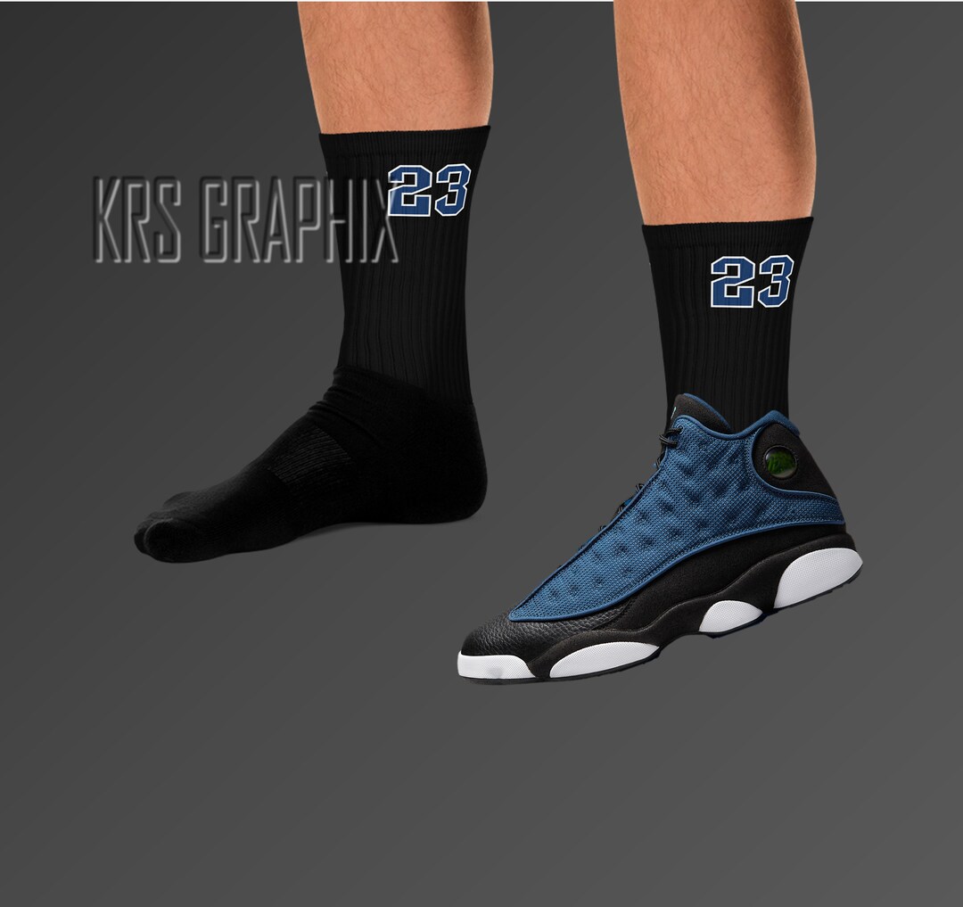 Jordan 13s Retro Brave Blue Socks - Matching Brave Blue 13s Retro Socks ...