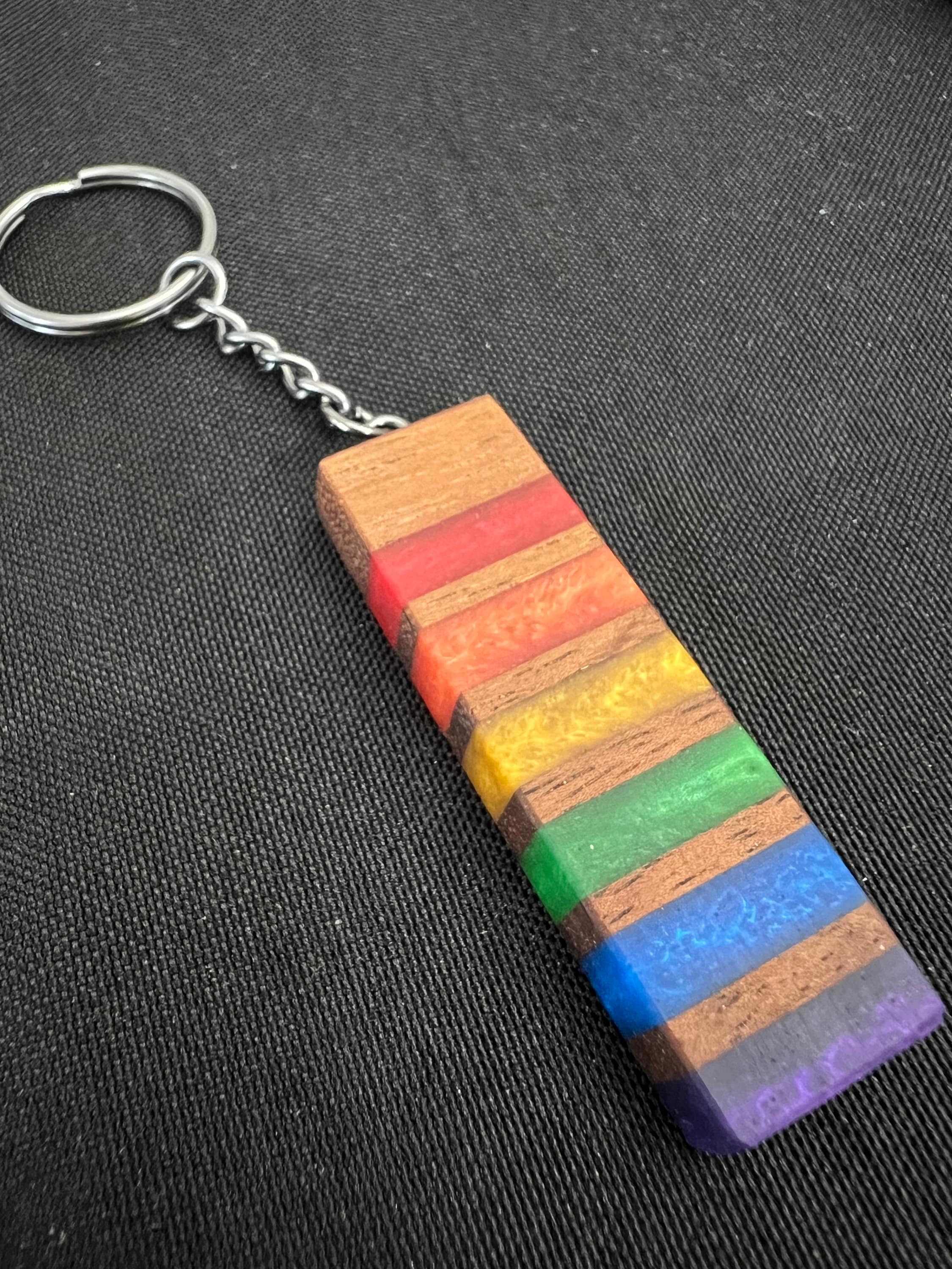 Pride Keychains-lgbtq Epoxy Resin Rainbow and Walnut Keychains - Etsy
