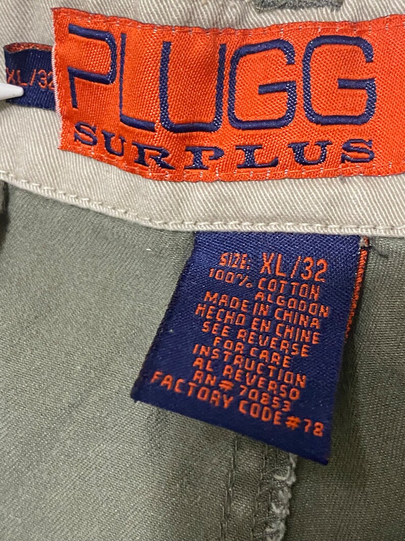 Rare Vintage Plugg Cargo Utility Pants Men’s Size 32/XL Olive Green ...