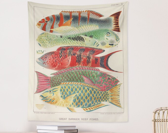 Vintage Fish Tapestry Wall Hanging Nature-inspired Home Decor, Marine ...