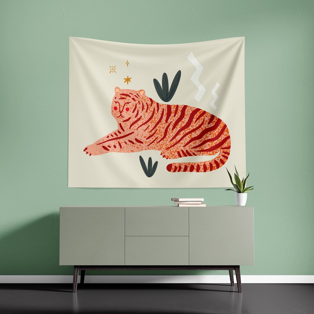 Tiger Tapestry Boho Decor Tiger Wall Art Decor Animal Tapestry Bohemian ...