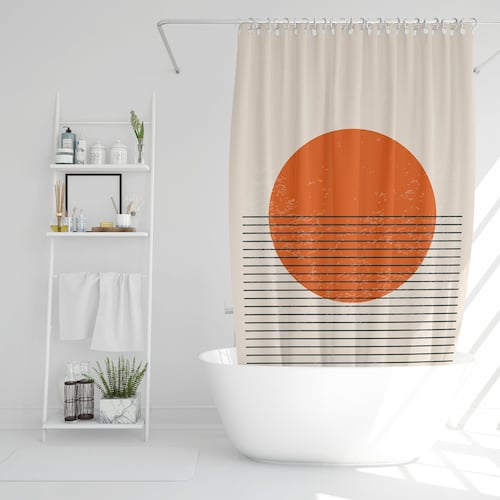 Burnt Orange Two Tone Retro Shower Curtain Minimalist Shower - Etsy