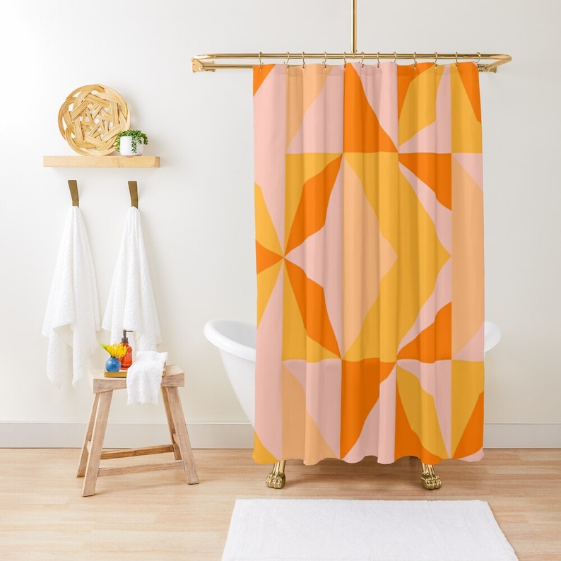 Orange Shower Curtain Boho Modern Abstract Shower Curtain - Etsy