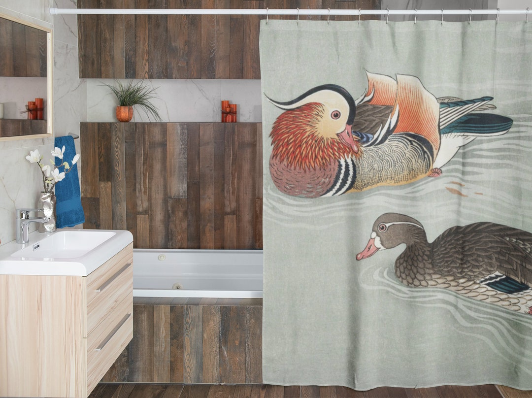 Vintage Japanese Style Duck Shower Curtain: Eco-friendly, Waterproof - Etsy