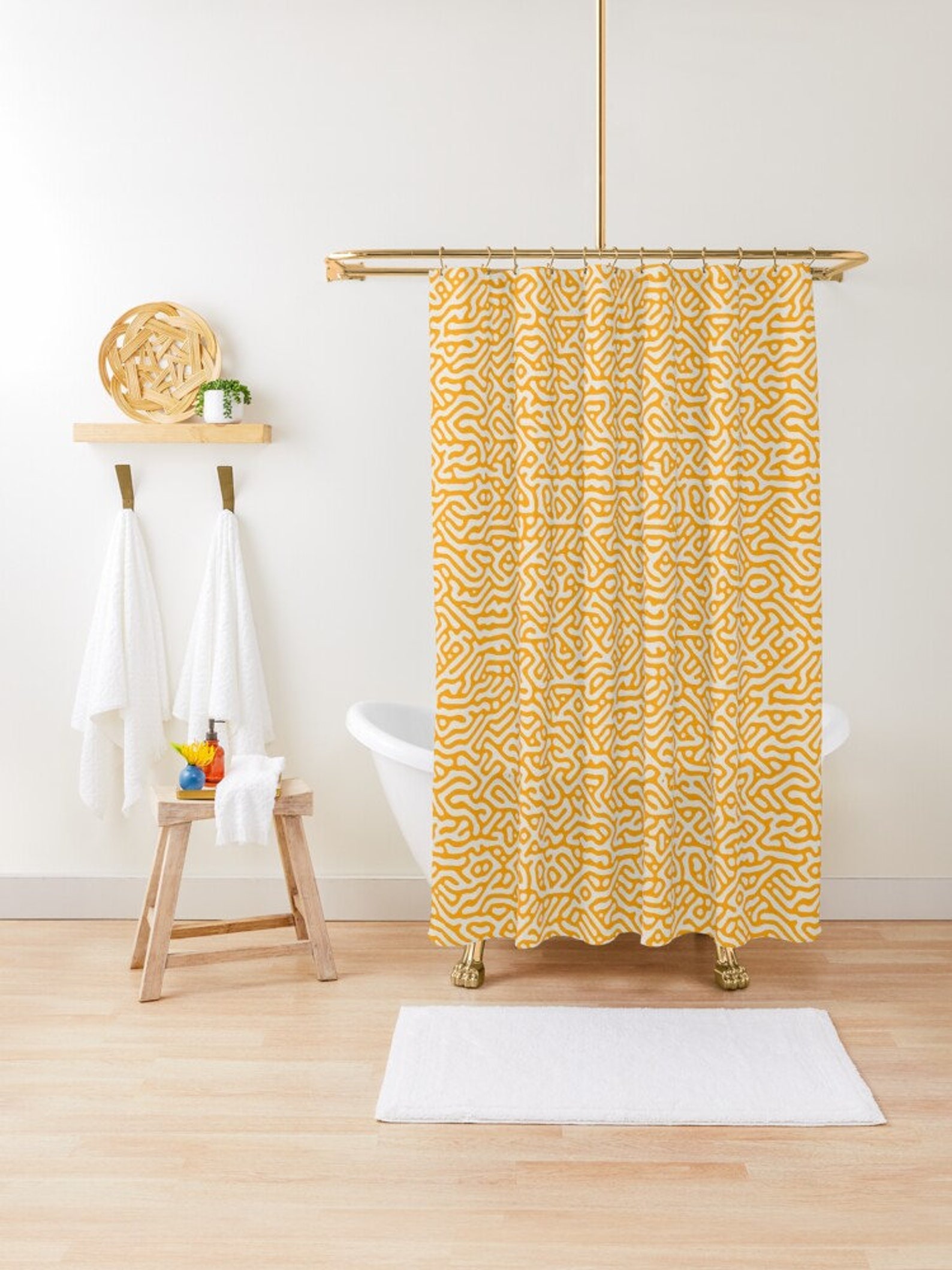 Orange Shower Curtain Abstract Shower Curtain Boho Modern - Etsy